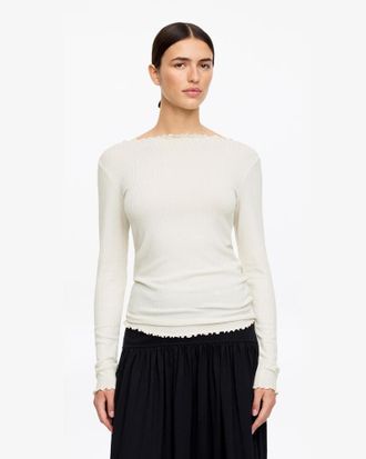 Arket Oberteil Mit U-Boot-Ausschnitt -Wei&szlig;