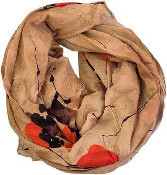 Manila Grace unisex, Accessoires, Orange, Taille: ONE Size Foulard en coton et soie avec motif floral et logo