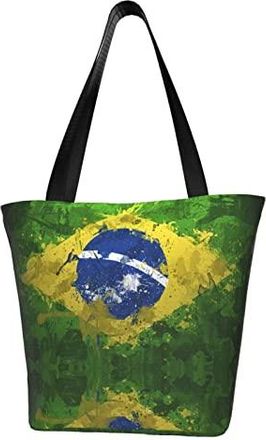 AOOEDM Sac fourre-tout Graffiti drapeau br&eacute;silien sacs &agrave; provisions petit sac de march&eacute; r&eacute;utilisable sacs fourre-tout de plage sacs de voyage