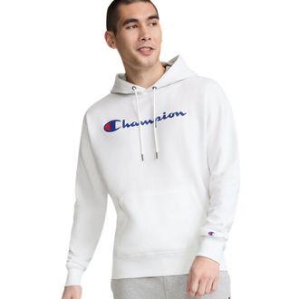 Champion Herren Kapuzenpullover Graphic Powerblend Fleece Pullover Hood, Wei&szlig;, M