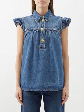 Ganni Top GANNI Femme couleur Bleu