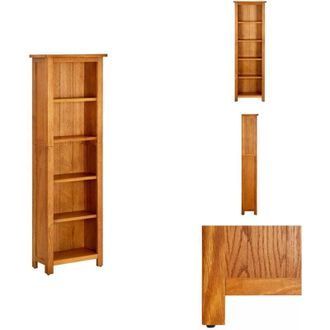 vidaXL Vidaxl - B&uuml;cherregal 5 F&auml;cher 45x22x140 cm Massivholz Eiche - BucheRegal - Holzm&ouml;bel - Eichendielen - Wohnzimmereinrichtung - B&uuml;cheraufbewahrung