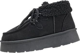 Generic Bottes de neige chaudes doubl&eacute;es en fausse fourrure pour femme - &Eacute;l&eacute;gantes - Bout rond - Semelle &eacute;paisse - Antid&eacute;rapantes - Confortables - &Agrave; lacets - 