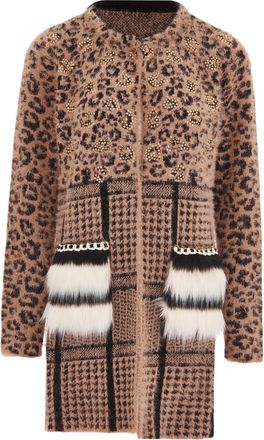 Faina Strickjacke Damen Dunkelrosa Schwarz