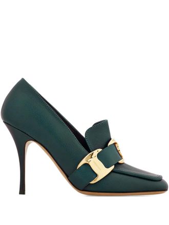 Ferragamo mocassins à talon haut 95 mm - Vert
