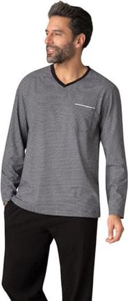 Eminence Pyjama Long col V Homme Business Taille : 2/S - Couleur : Imprimé Noir et Blanc-Blanc