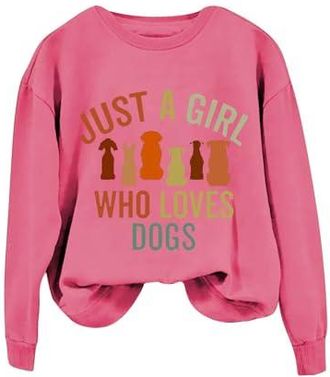 Generic Femmes Mode Col Rond Casual Et Lettre Imprim&eacute;e Tops &agrave; Manches Longues Et Sweatshirts Tops Pull Tops Pour Femmes, rose, XL