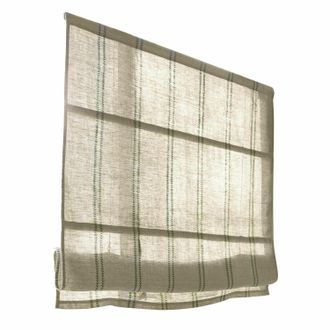 Loberon Faltrollo Fides, Elegantes Design, H&ouml;henverstellbar, Sichtschutz, Fensterdekoration, Baumwolle, leinen/gr&uuml;n