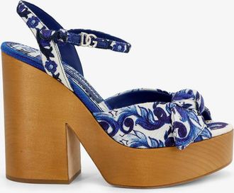 Dolce & Gabbana Canvas sandals with Maiolica print - DOLCE & GABBANA - gender_Woman