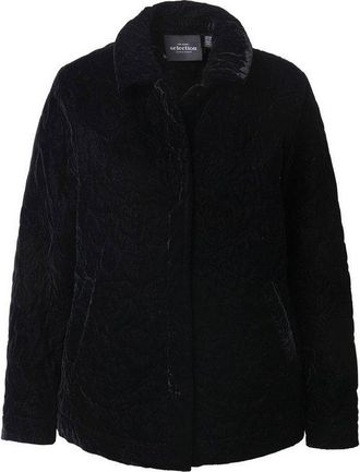 Ulla Popken Sommerjacke Samtjacke Stickerei Hemdkragen Langarm