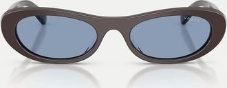 Vogue Ovale Sonnenbrille in Mokka mit blauen Gl&auml;sern-Braun