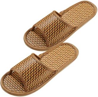 BESPORTBLE Pantoufles Tiss&eacute;es Rotin Antid&eacute;rapantes pour Int&eacute;rieur Sandales Plateformes L&eacute;g&egrave;res pour Maison Confortables et Fra&icirc;ches Couleur Marron