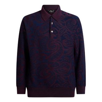 Etro Gestricktes Woll-Poloshirt - - Tops - Herren - Lila - XL