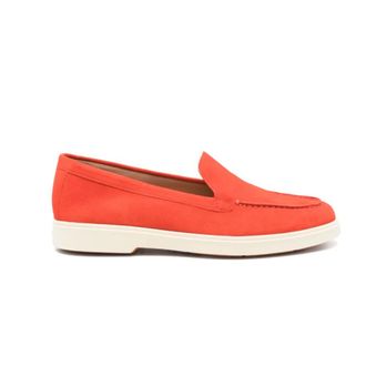 Santoni Orange Wildleder Loafers mit flacher Gummisohle - - Shoes - Damen - Rot - 37 1/2 EU