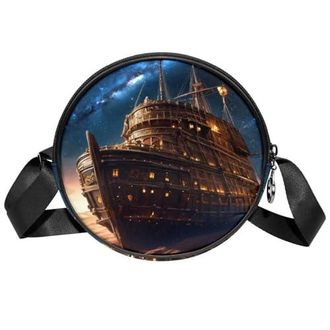 Generic Petit sac &agrave; bandouli&egrave;re circulaire pour femme, petit sac &agrave; bandouli&egrave;re avec fermeture &eacute;clair et bretelles r&eacute;glables style d&eacute;contract&eacute; pour femmes et f