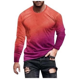 Generic T-shirt pour homme, d&eacute;contract&eacute;, doux et confortable, en coton, avec petit imprim&eacute; et col rond pour homme, rouge, 3XL