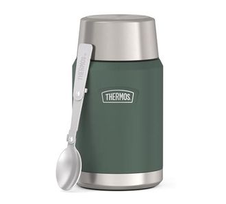 Thermos ICON Food Jar 0,71 l, gr&uuml;n/forest mat, Speisegef&auml;&szlig; f&uuml;r Essen 710 ml, doppelwandigem 18/8 Edelstahl, h&auml;lt warm und kalt, mit klappbarem L&ouml;ffel, rutschf