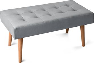 MG Design Polsterbank 45 &times; 90 cm in Grau - stabiles Holzgestell, weich gepolstert, samtig-weiche Oberfl&auml;che mit dezentem Schimmer, pflegeleicht - f&uuml;r Wohnzimmer