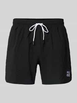 HUGO BOSS Badeshorts mit Label Patch Modell CHAFFLE SWIMTRUNK