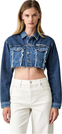 Karl Lagerfeld Femme, Vestes, Bleu, Taille: 40 FR Veste en jean courte