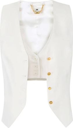 Elisabetta Franchi Femme, Vestes, Blanc, Taille: 40 FR Gilet Asym&eacute;trique