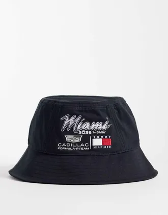 Tommy Hilfiger x Cadillac - Anglerhut in Schwarz mit Formel-1- und Miami-Logo