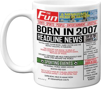 Stuff4 Tasse zum 18. Geburtstag, Geschenk f&uuml;r M&auml;nner und Frauen, Zeitung Born in 5,097.8 cm, Happy 18 Birthday Geschenke f&uuml;r Sohn, Tochter, Cousin, Vintage, 