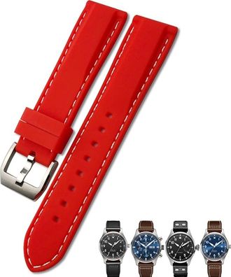Generic 20mm 21 mm 22mm Gummi -Silikon Schwarz Blue Watchb&auml;nder f&uuml;r IWC Pilot 18 Uhren Sportgurt