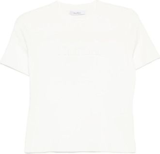 Max Mara Femme, Tops, Blanc, Taille: 38 FR Logo Knit T-Shirt