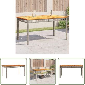 vidaXL Akazienholz - Gartentisch Grau 140x80x75 cm Poly Rattan Akazienholz