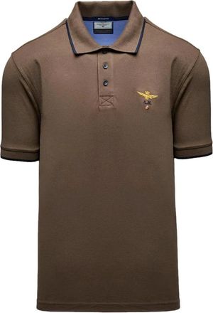 Aeronautica Homme, Tops, Brun, Taille: L Polo en coton piqu&eacute;
