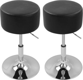 Woltu Woltu - Lot de 2 Tabouret de bar sans dossier, Si&egrave;ge en similicuir, Hauteur r&eacute;glable, Noir