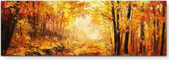 Paul Sinus Art Wandbild auf Leinwand 120x40cm Wald im Herbst - Ölgemälde