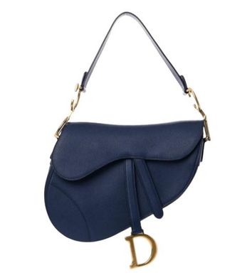 Dior Navy Saddle Bag with Gold Hardware