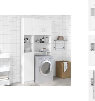 vidaXL Badezimmerschrank Wei&szlig; 32&times;25,5&times;190 cm Holzwerkstoff - Badezimmerm&ouml;bel - Holzschr&auml;nk - Schubladen - Aufbewahrungsraum - Wandmontage