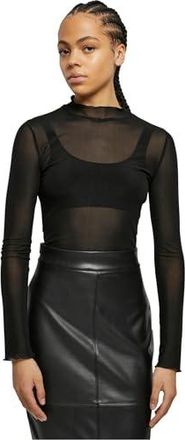 Urban Classics Ladies Mesh Turtleneck Body T-Shirt, Black, 5X-Large Femme