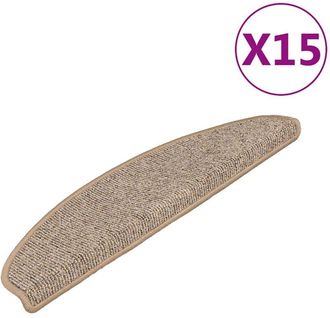 vidaXL Treppenstufenmatten 15 St&uuml;ck Grau und Braun 65x21x4 cm