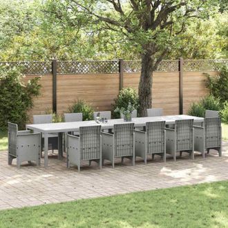 vidaXL Gartentisch Hellgrau 400 x 100 x 73 cm Poly-Rattan Vidaxl