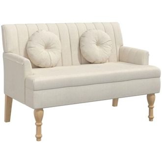 vidaXL Sitzbank mit Kissen Leinen 113x64,5x75,5 cm Stoff vidaXL64667
