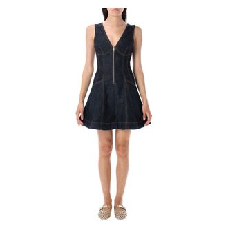 Self Portrait Femme, Robes, Bleu, Taille: 36 FR Robe en Denim Bleu &Eacute;vas&eacute;e Sorties Estivales