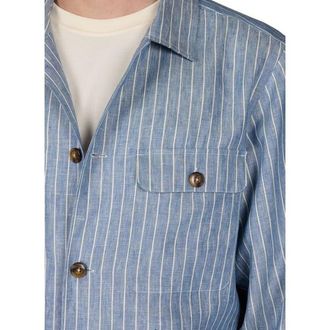 Fa&ccedil;onnable Chemise droite ray&eacute;e en lin