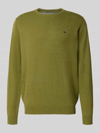 Fynch-Hatton Strickpullover aus reiner Baumwolle mit Logo-Stickerei