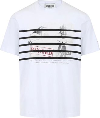Iceberg Homme, Tops, Blanc, Taille: M T-shirt en jersey de coton coupe classique