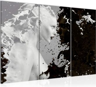 Runa Art Wandbilder Abstrakt Milk & Coffee Bild XXL Wohnzimmer Schlafzimmer Schwarz Weiss Liebe 120 x 80 cm 3 Teilig 301831a