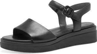 Tamaris Comfort Damen Sandalen flach aus Leder mit Klettverschluss, Schwarz (Black), 40 EU