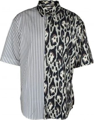 Roberto Cavalli Homme, Chemises, Bleu, Taille: XL Jaguar Print Shirt