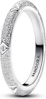 Pandora Pandora ME Bague Texture en argent sterling avec zircones cubiques transparentes, taille 54