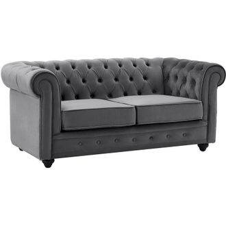 Vente-Unique Vente-unique - Canap&eacute; 2 places en velours anthracite chesterfield