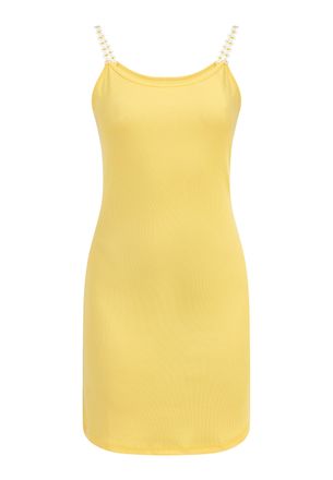 Mymo Minikleid aus Rippstrick Damen Höllengelb