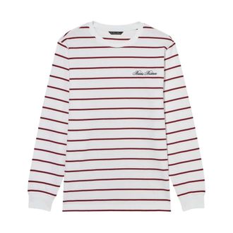 Brooks Brothers Gestreiftes Baumwoll-T-Shirt mit Logo - - Tops - Herren - Rot - XL